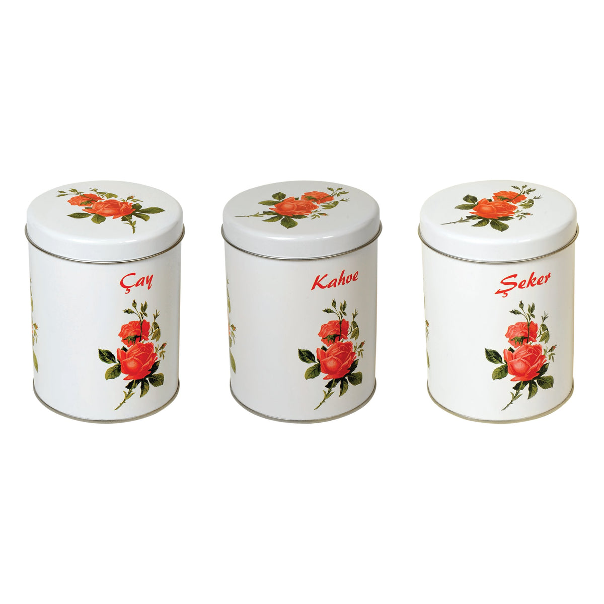 72 Adet Gül Desenli Yuvarlak Çay Kahve Şeker Metal Kutu | 108 mm x 140 ...